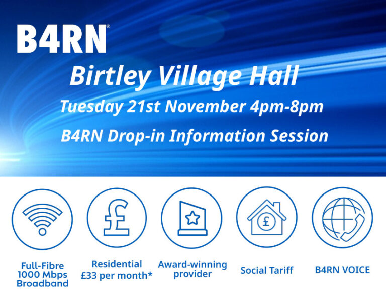 B4RN is coming to BIRTLEY Village Hall -THIS TUESDAY 21th Nov 4-8pm ...